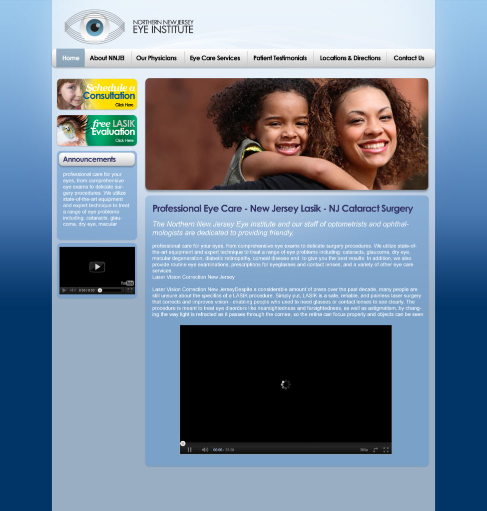 Northern New Jersey Eye Institute Website Concept 5757